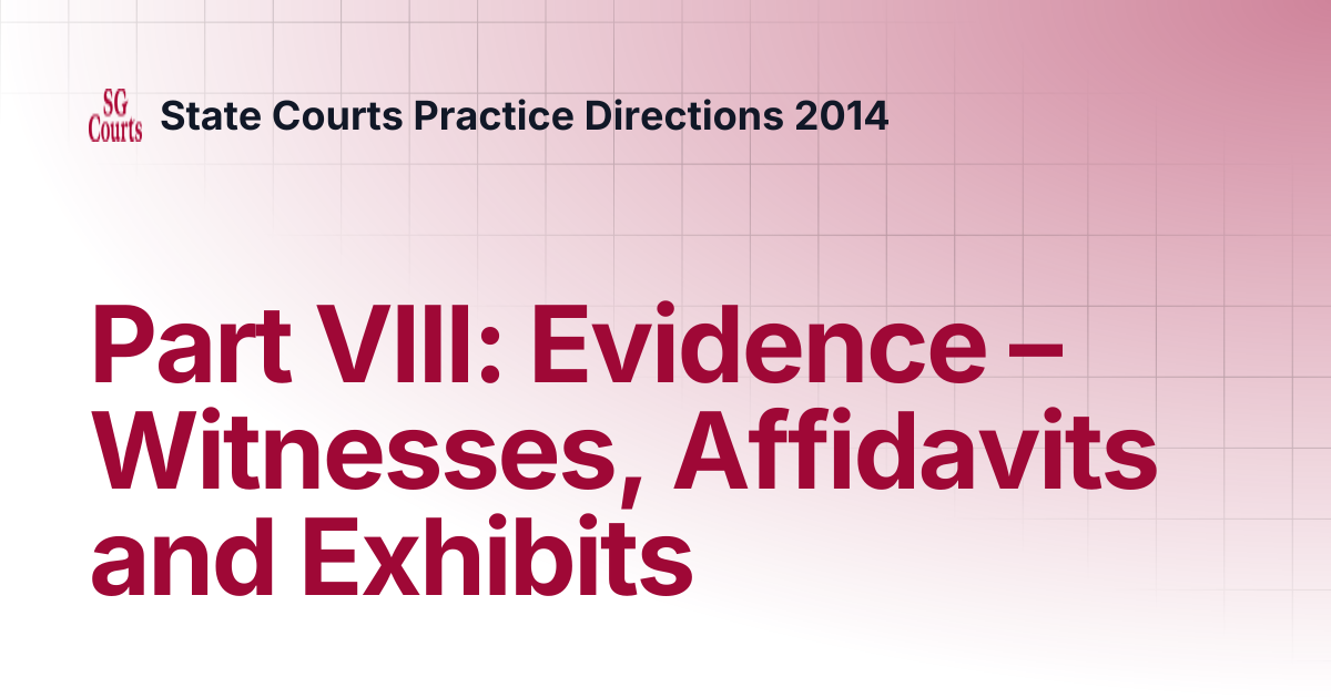 Part VIII: Evidence – Witnesses, Affidavits and Exhibits | State Courts ...